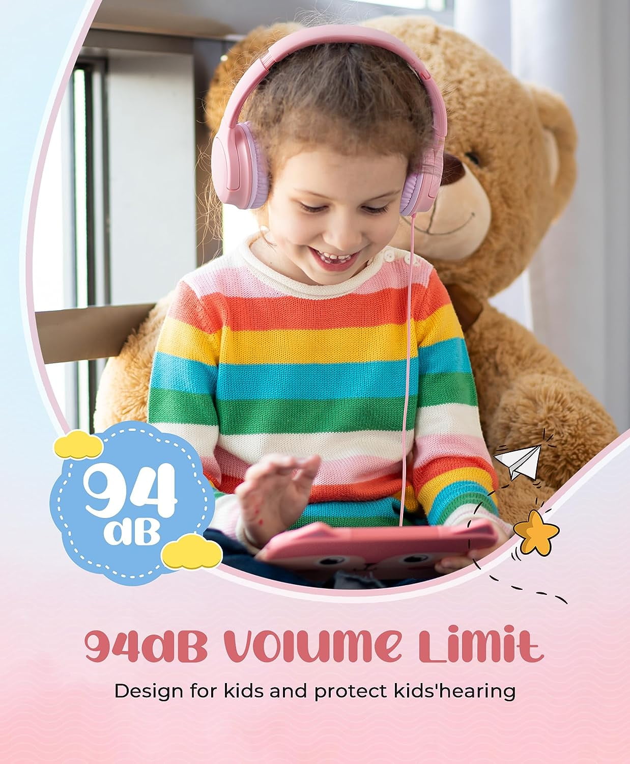 TRAHOO-Kids Headphones, Wired Foldable On-Ear Headphones for Kids ...