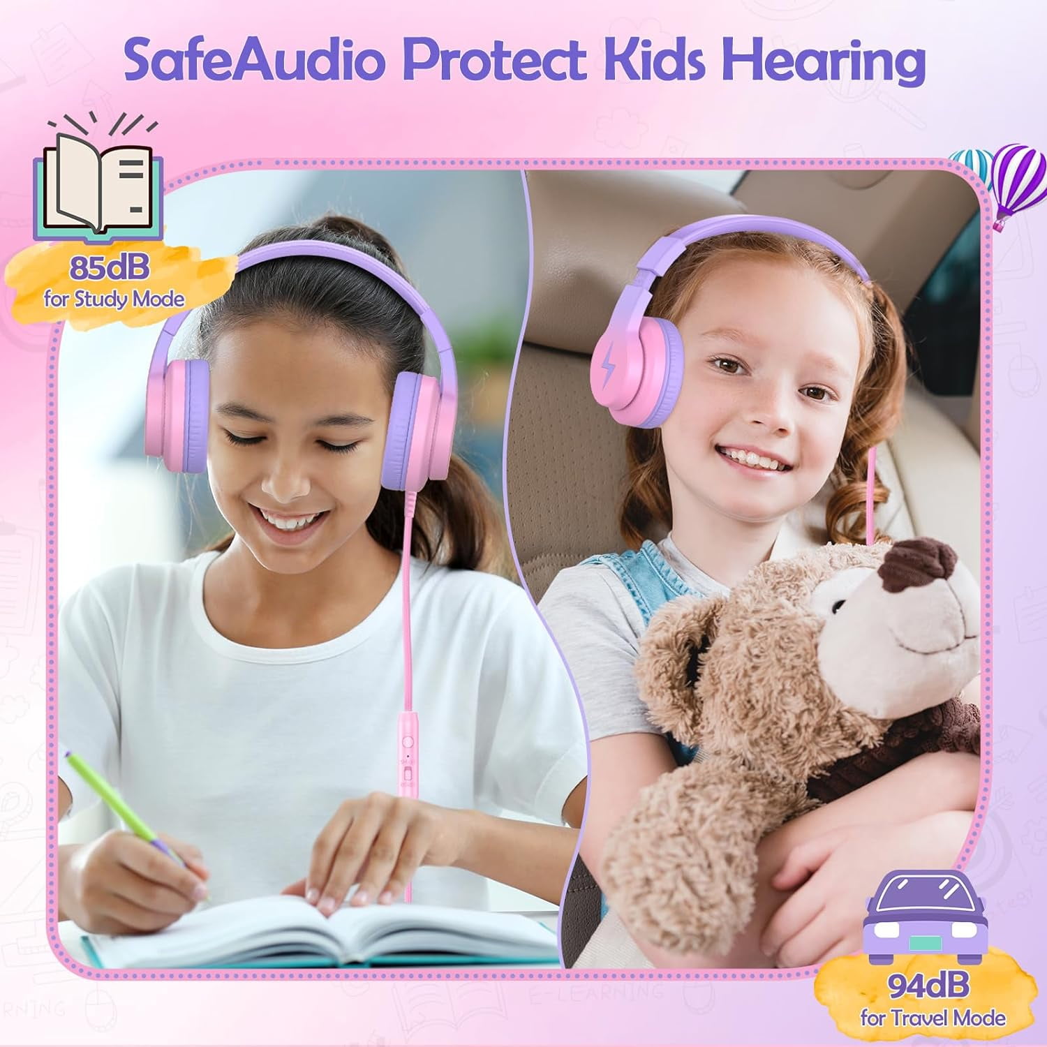 TRAHOO-Kids Headphones, Wired Headphones for Kids Over Ear with ...