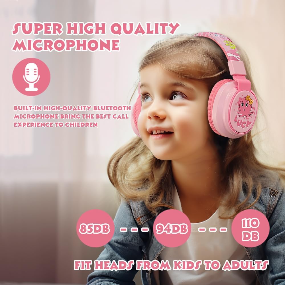 TRAHOO-Kids Headphones Wireless Bluetooth Volume Limit 85dB /110dB Over ...