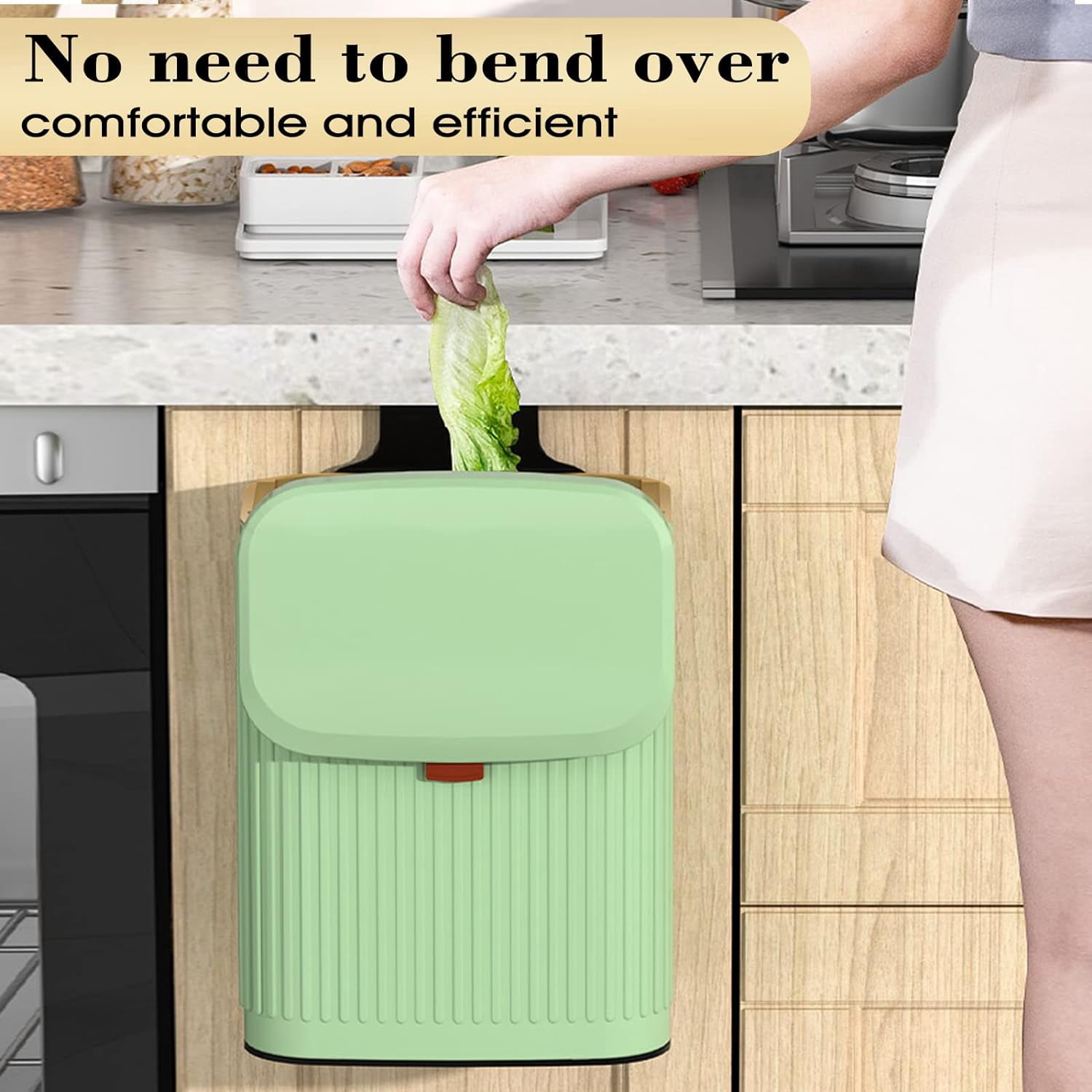 TRAHOO-Kitchen Trash Can with Lid, 2 in 1 Small Garbage Can Compost Bin ...