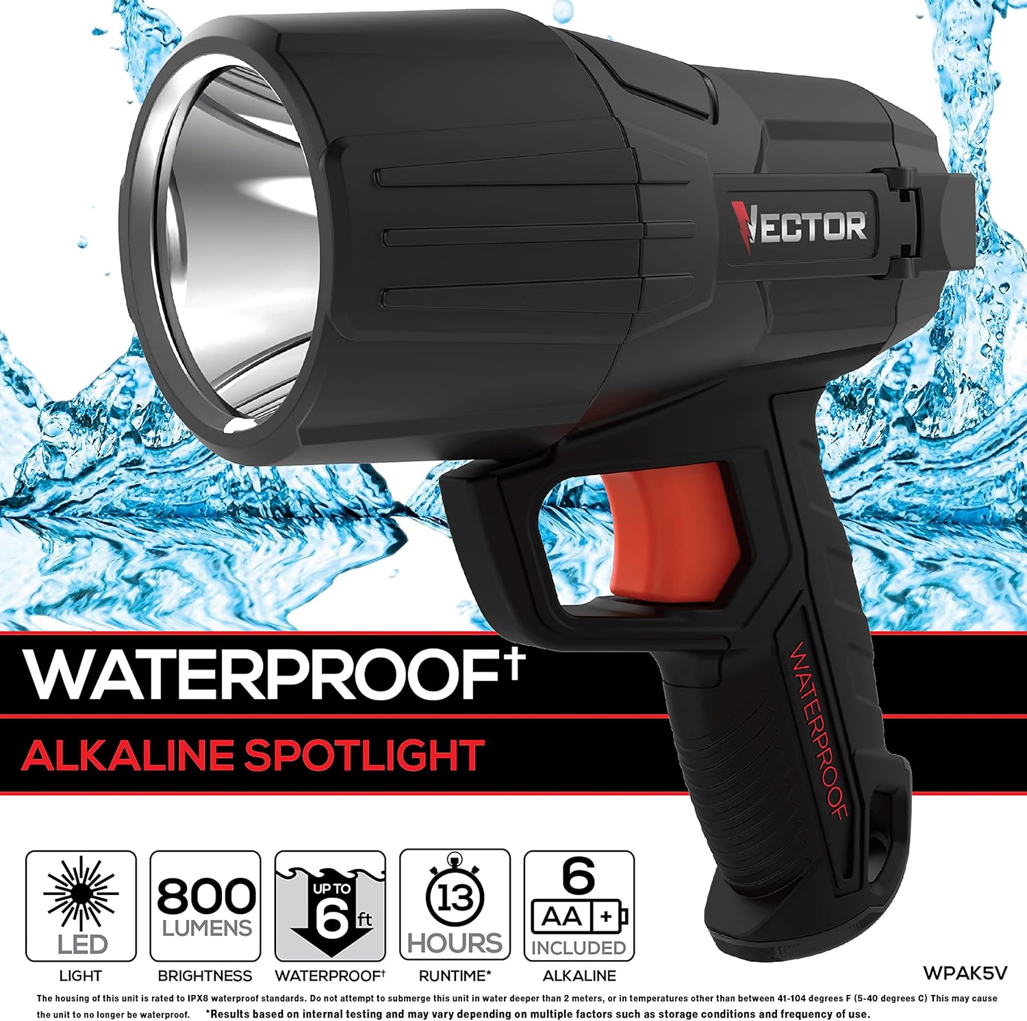 TRAHOO-LED Flashlight Spotlight, WPAK5V, Waterproof, 800 Lumens, Long ...