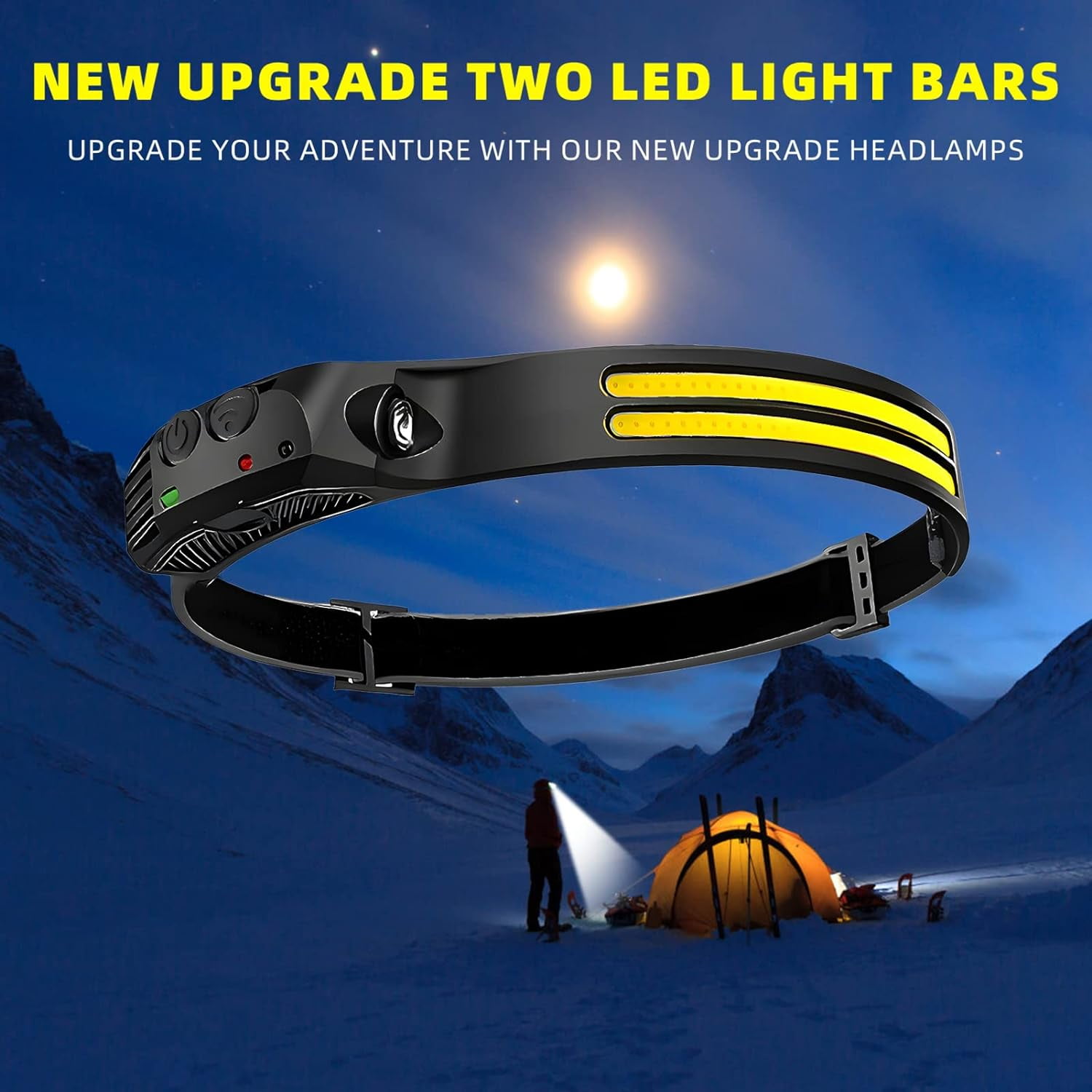 TRAHOO-LED Headlamp Rechargeable 4PCS - 230° COB Super Bright Head ...