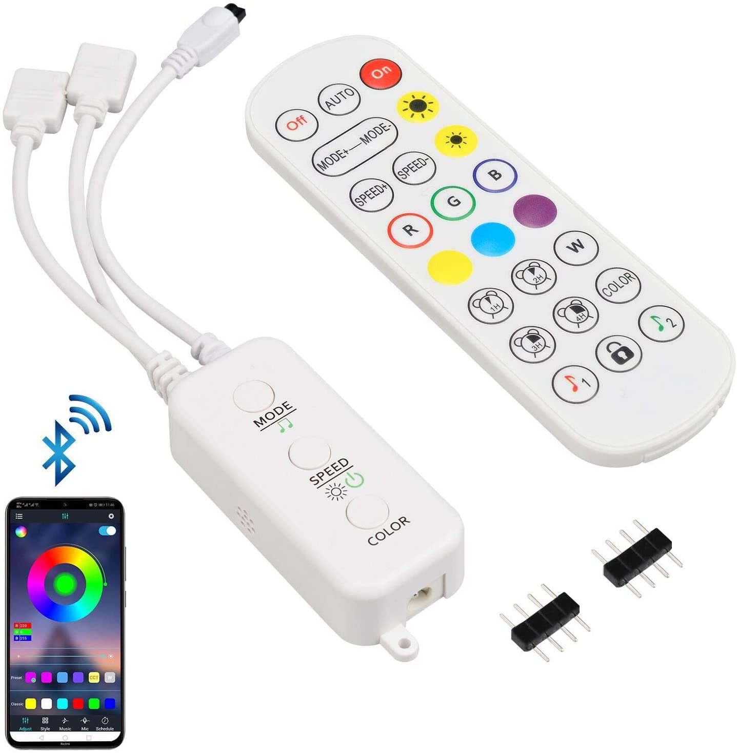 TRAHOO-LED Strip Light Controller with APP, Music Sync and IR Remote ...