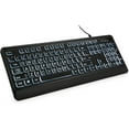 TRAHOO-Large Print Backlit Keyboard, Quiet USB Wired Computer Keyboard ...