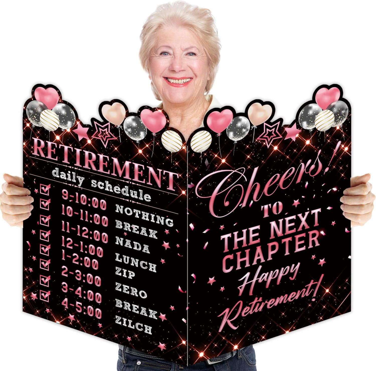 TRAHOO-Large Retirement Greeting Card, Pink Gold Retirement Party ...