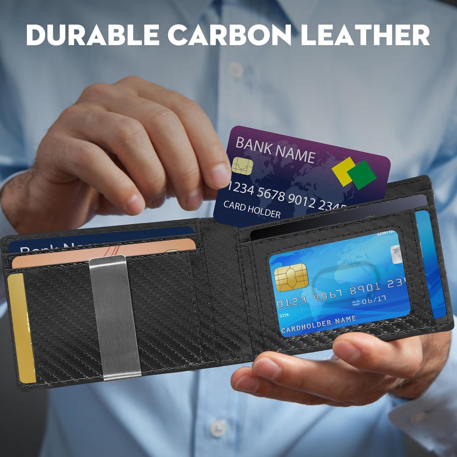 TRAHOO-Leather Bifold Men's Front Pocket - Slim Money Clip Wallets ...