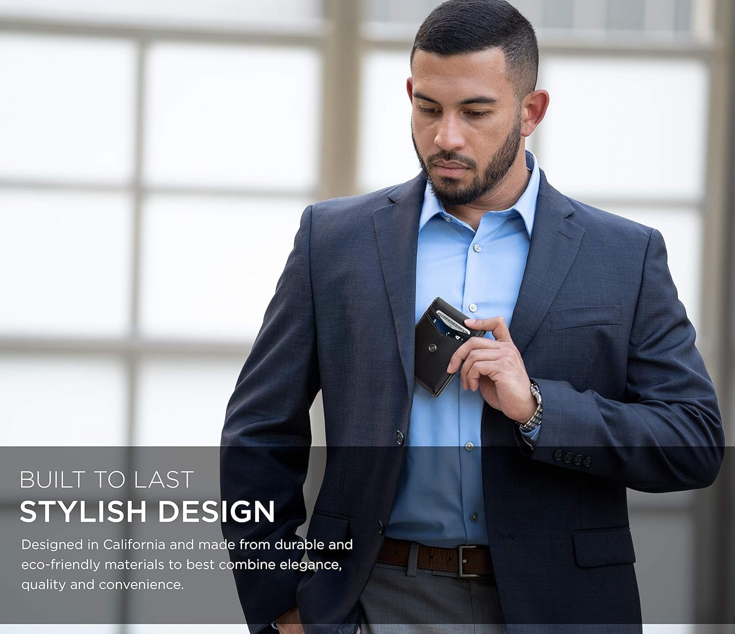 TRAHOO-Leather Slim Wallets for Men. Wallet Card Holder with Money Clip ...