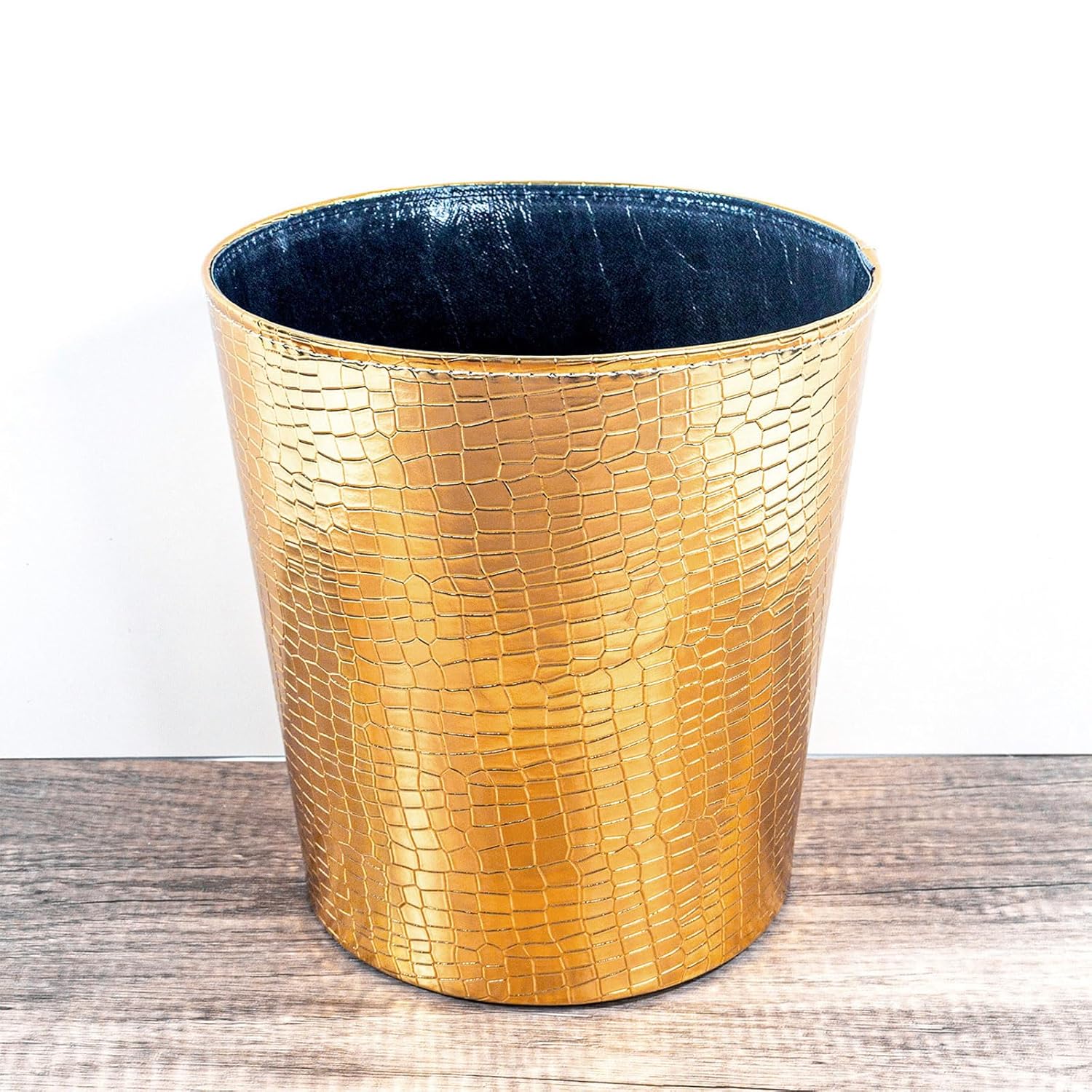TRAHOO-Leather Trash Can, Decorative Waste Basket, 10L Capacity Small ...