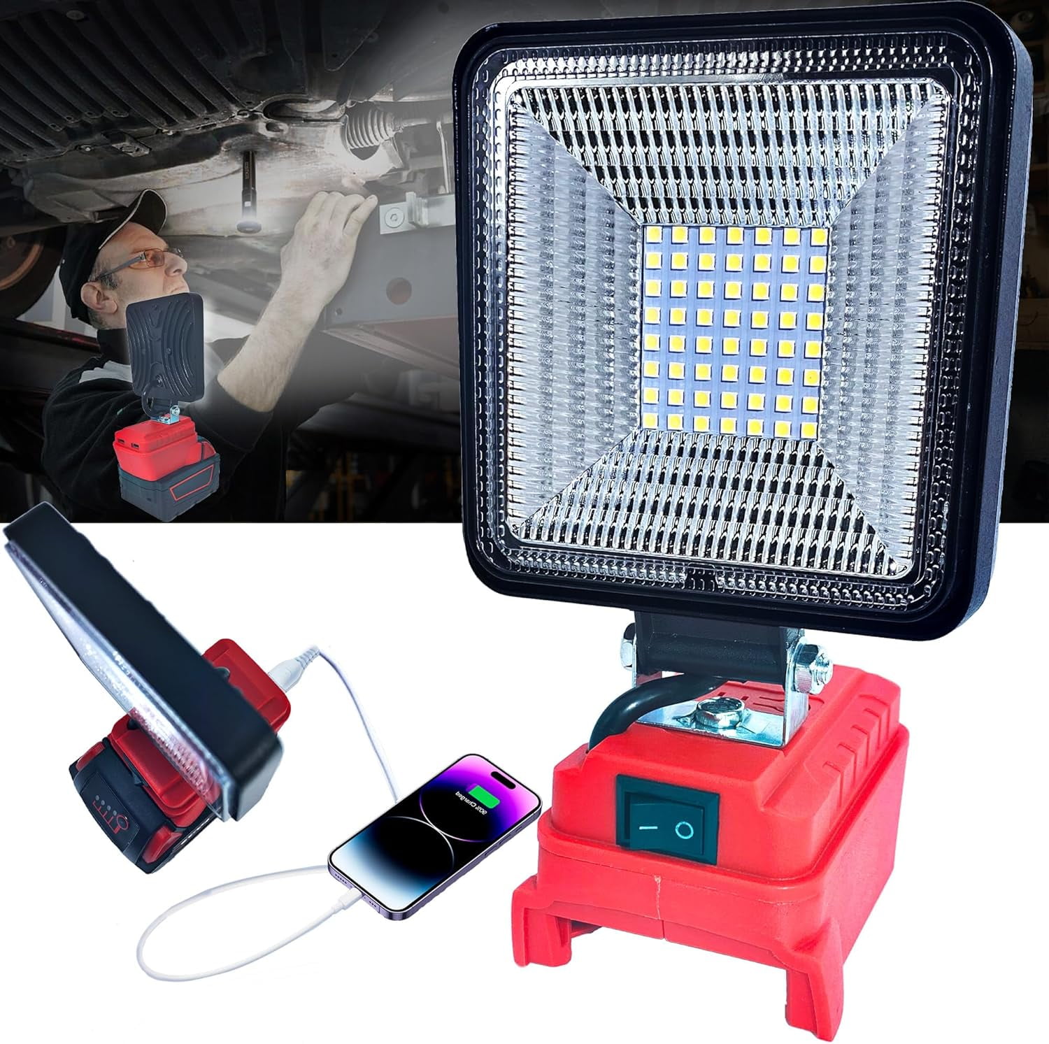 TRAHOO-Led Work Light Job site Lighting for Milwaukee 18v Battery,m18 ...