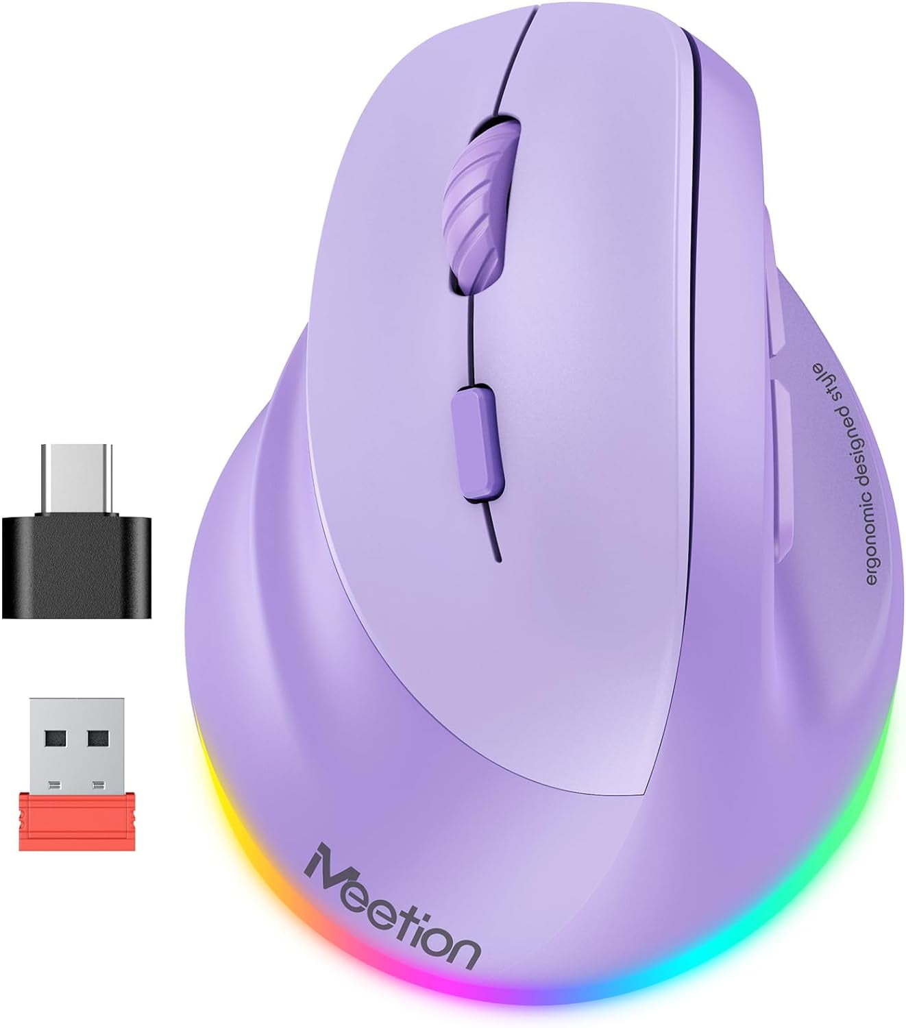 TRAHOO-Left-Handed Mouse, Ergonomic Mouse Wireless Vertical Mouse, RGB ...