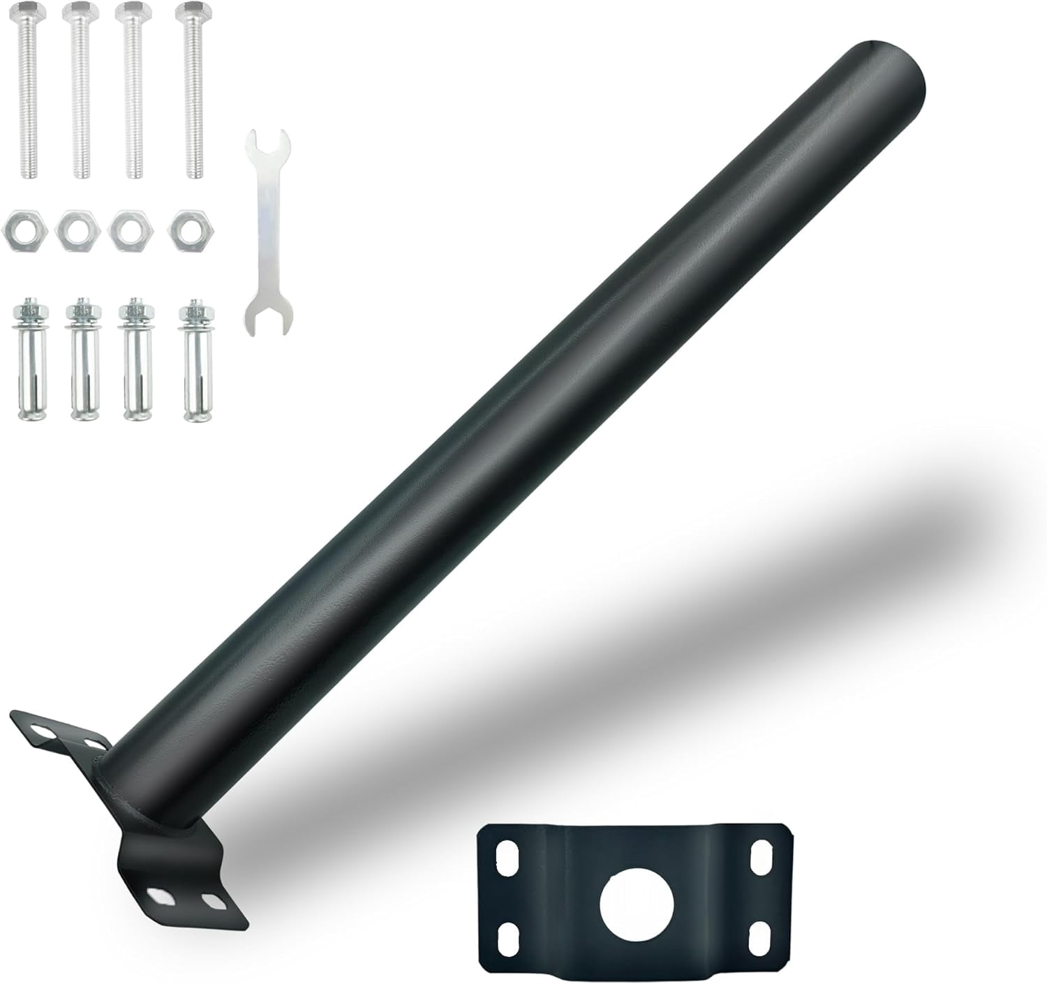 TRAHOO-Light Pole Mount,20 Inch Length Solar Pole Mounting Bracket Extension Kit Wall Flag Black ...