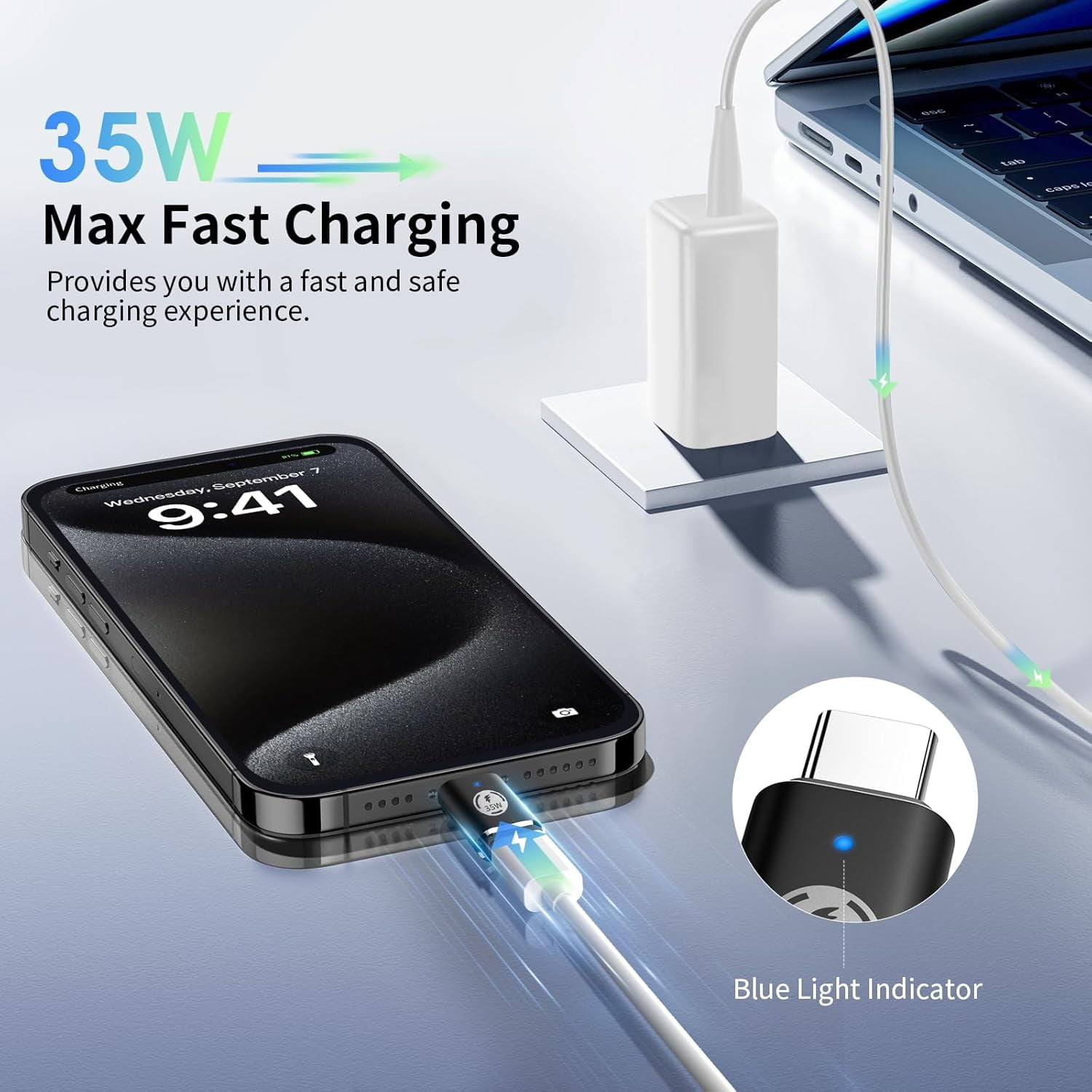 TRAHOO-Lightning to USB C Adapter 2 Pack, Lightning Female to USB C Male 35W Fast Charging ...