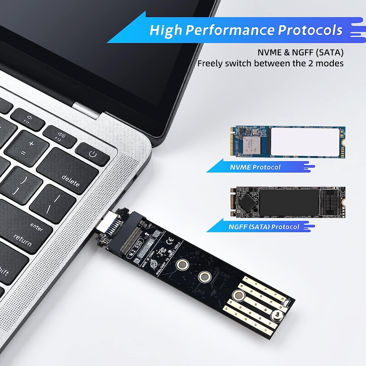 TRAHOO-M.2 to USB Adapter Dual Protocol M.2 NVME SATA Hard Drive USB3.1 ...