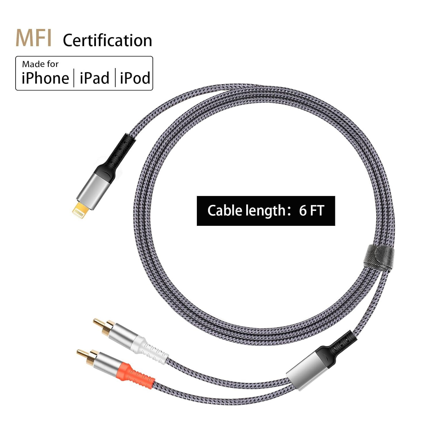 TRAHOO-【MFi Certified】 Compatible with Lightning to RCA Cable Audio Aux ...