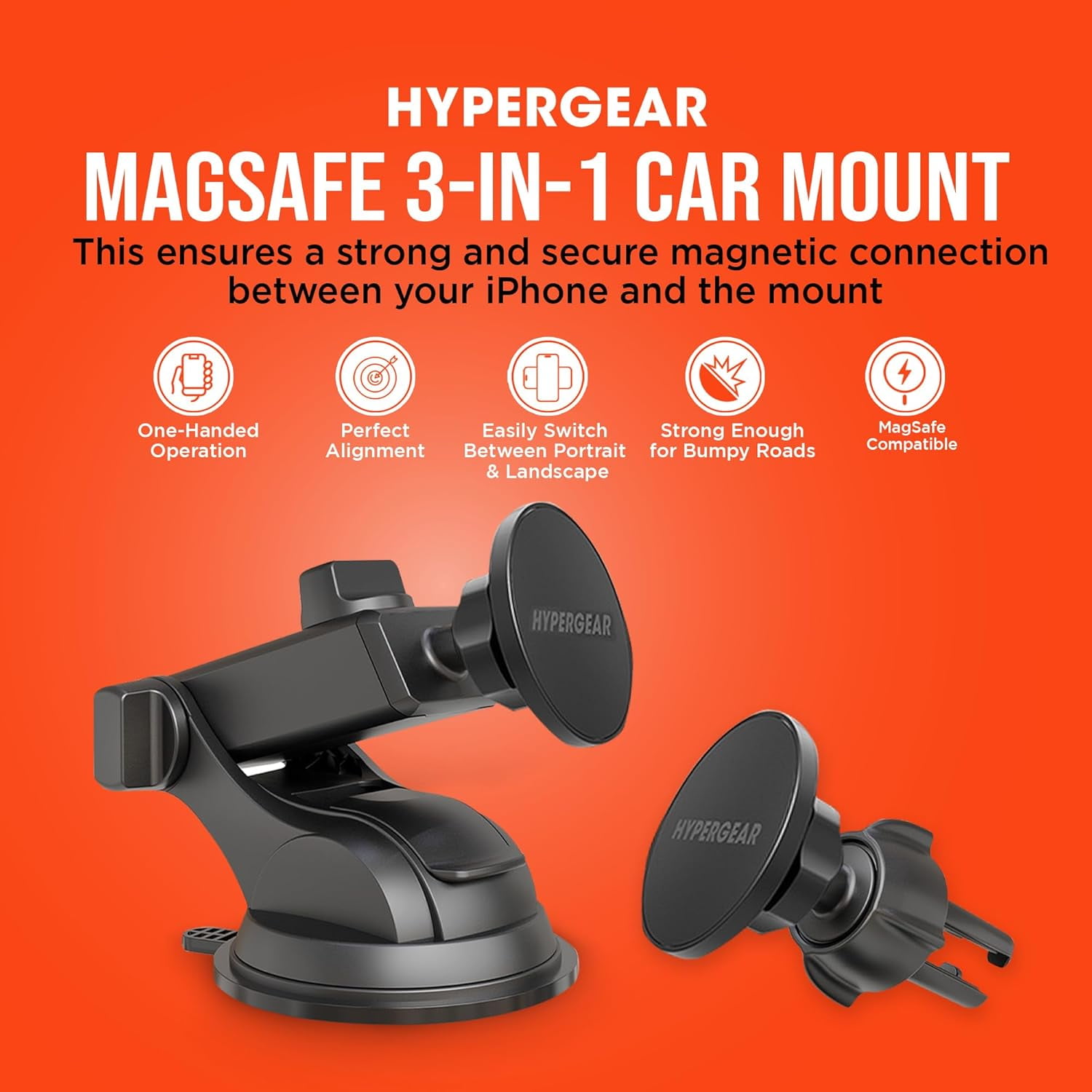 TRAHOO-MagSafe Car Mount - Magnetic Phone Holder with 3 Mounting ...