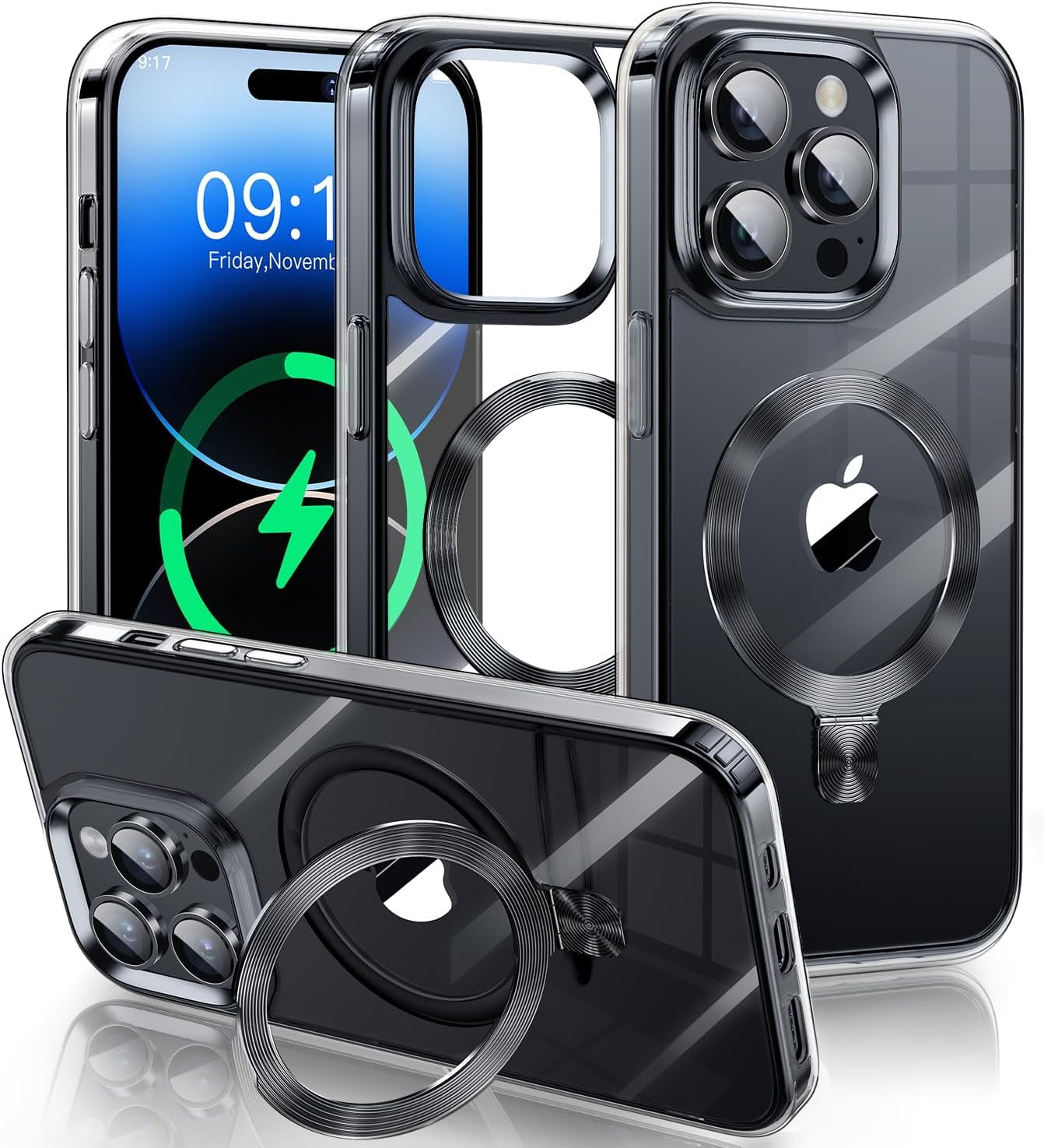 TRAHOO-Magnetic Invisible Stand Case for iPhone 14 Pro Max [CD Ring ...