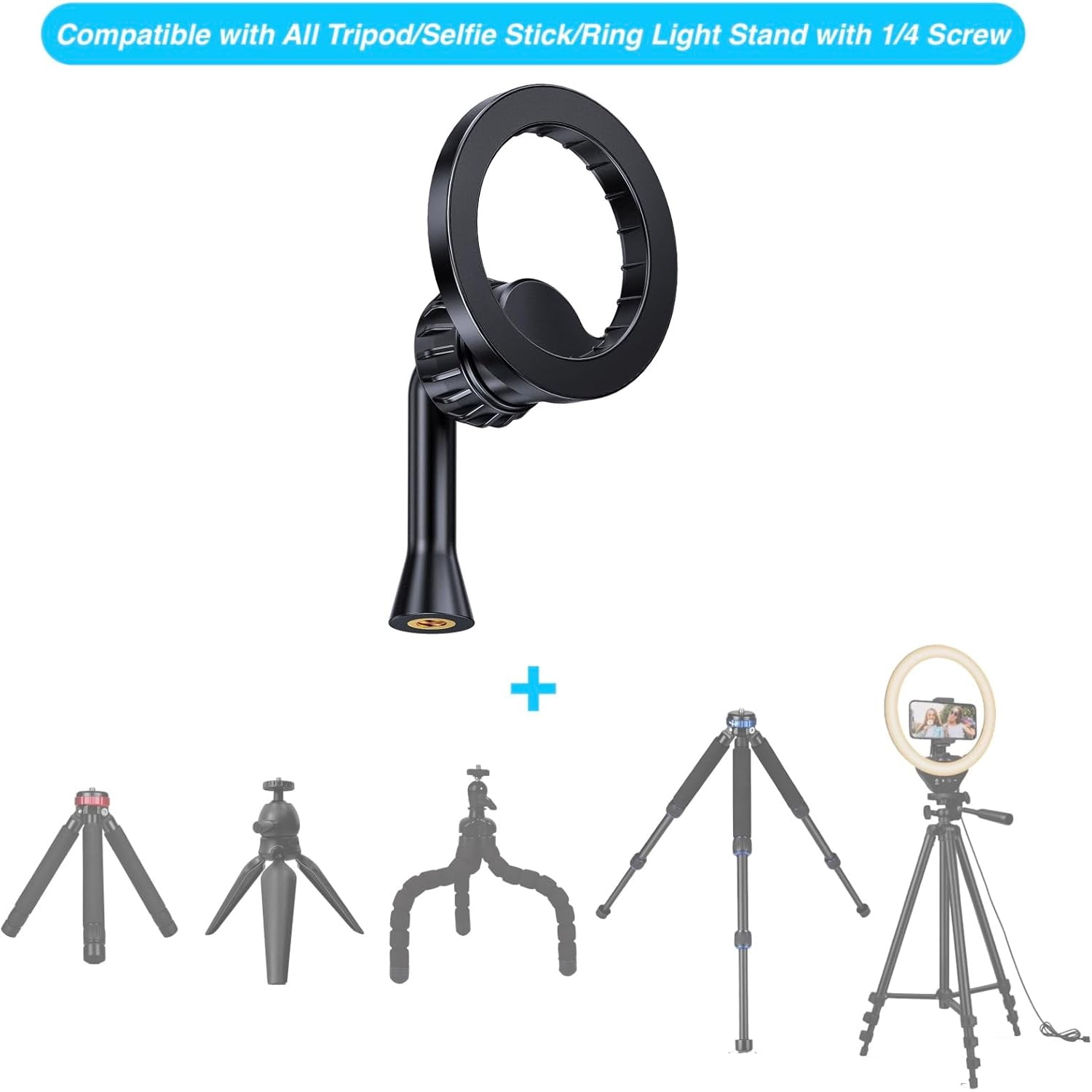 TRAHOO-Magnetic Tripod Holder Mount Adapter for MagSafe, iPhone Tripod ...