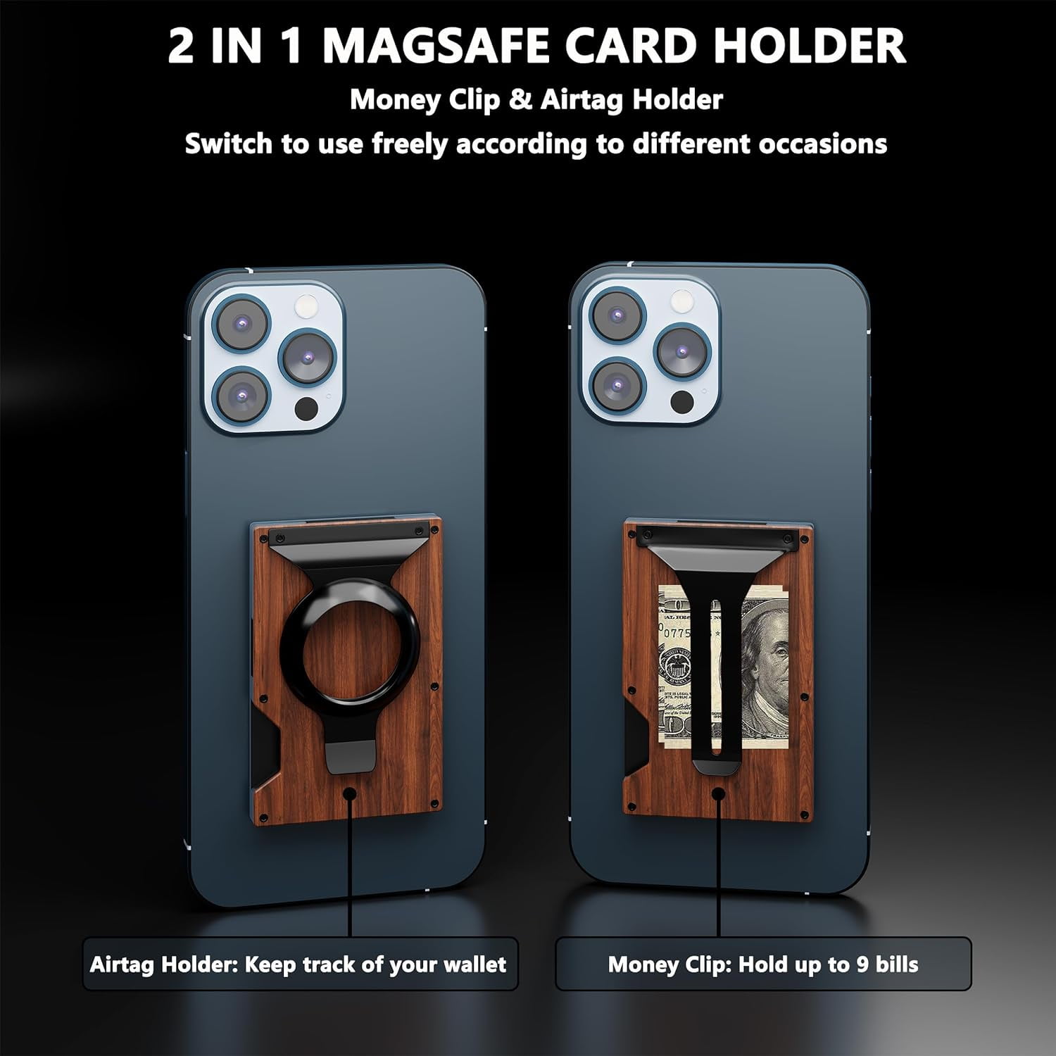 TRAHOO-Magnetic Wallet for Iphone 15 14 13, Metal Card Holder for ...