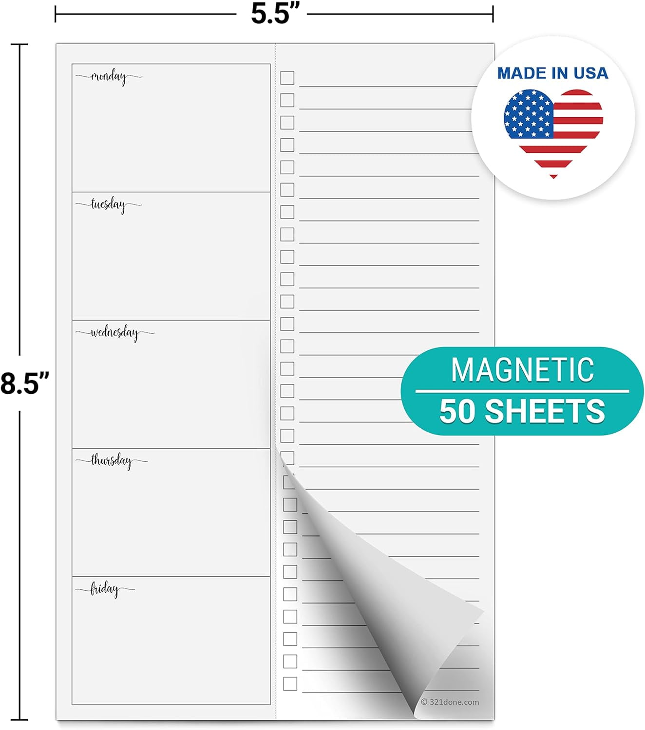 TRAHOO-Magnetic Weekly Planning Notebook, 5.5x8.5, Made in USA, M-F ...