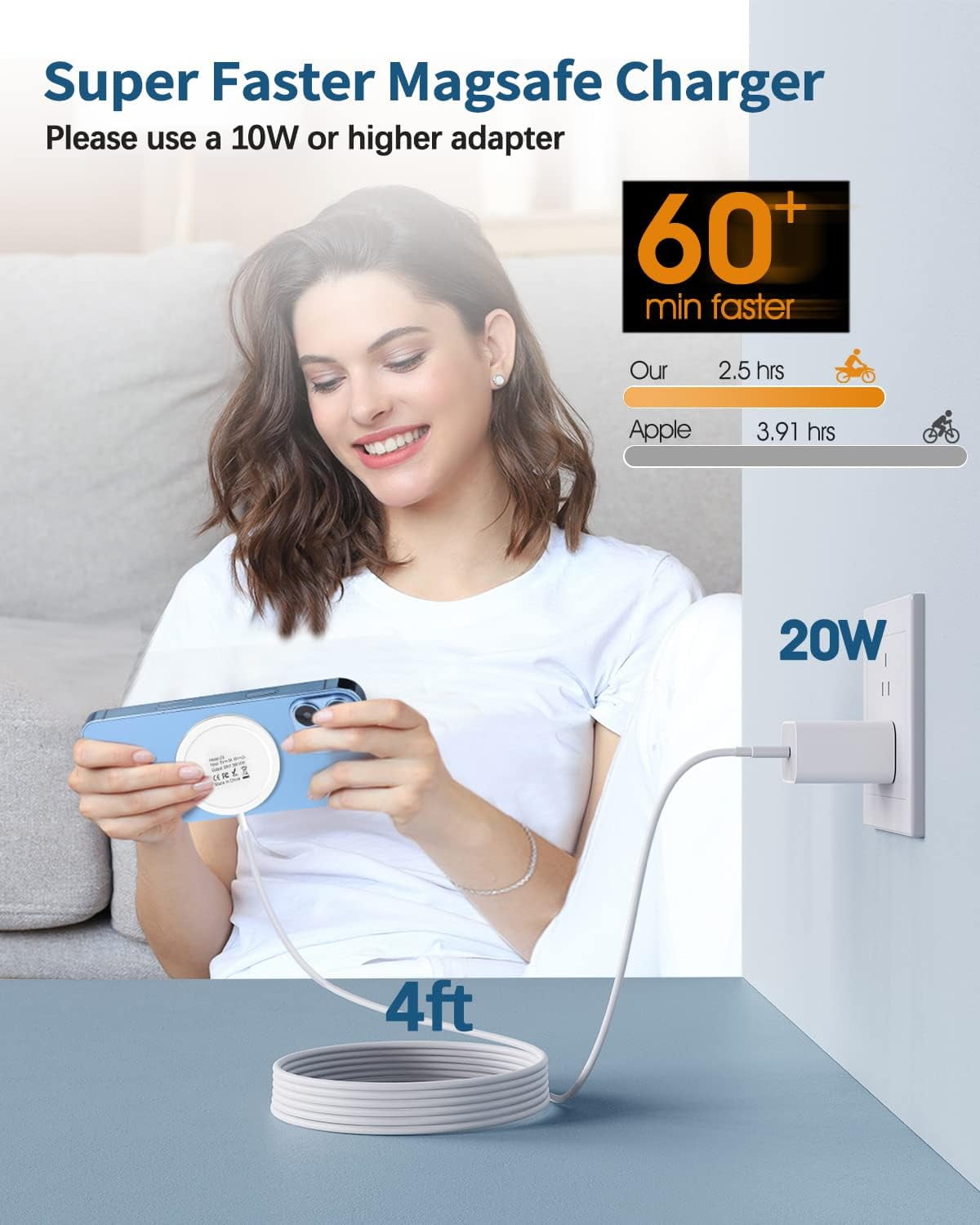 TRAHOO-Magnetic Wireless Charger 15w Apple Mag-Safe Charger for iPhone ...