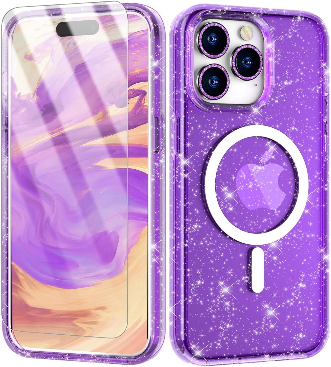 TRAHOO-Magnetic for iPhone 15 Pro Case Sparkly [Compatible with MagSafe ...