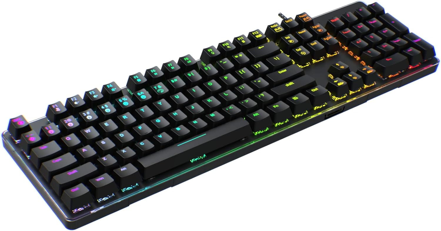 TRAHOO-Mechanical Gaming Keyboard - 104 Keys Light Strike Switch Quite ...