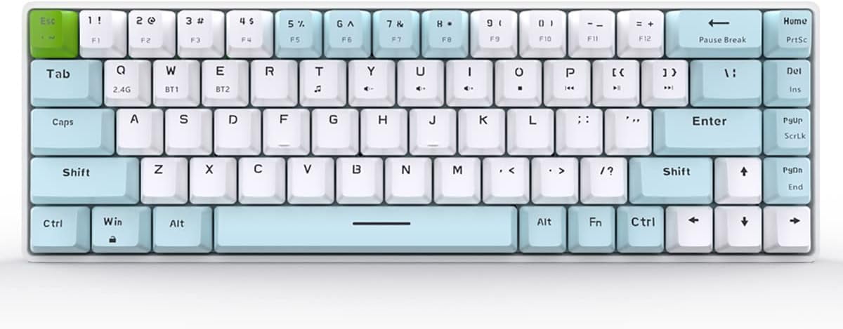 TRAHOO-Mechanical Gaming Keyboard Dual Mode 2.4G/BT Wireless Keyboard ...