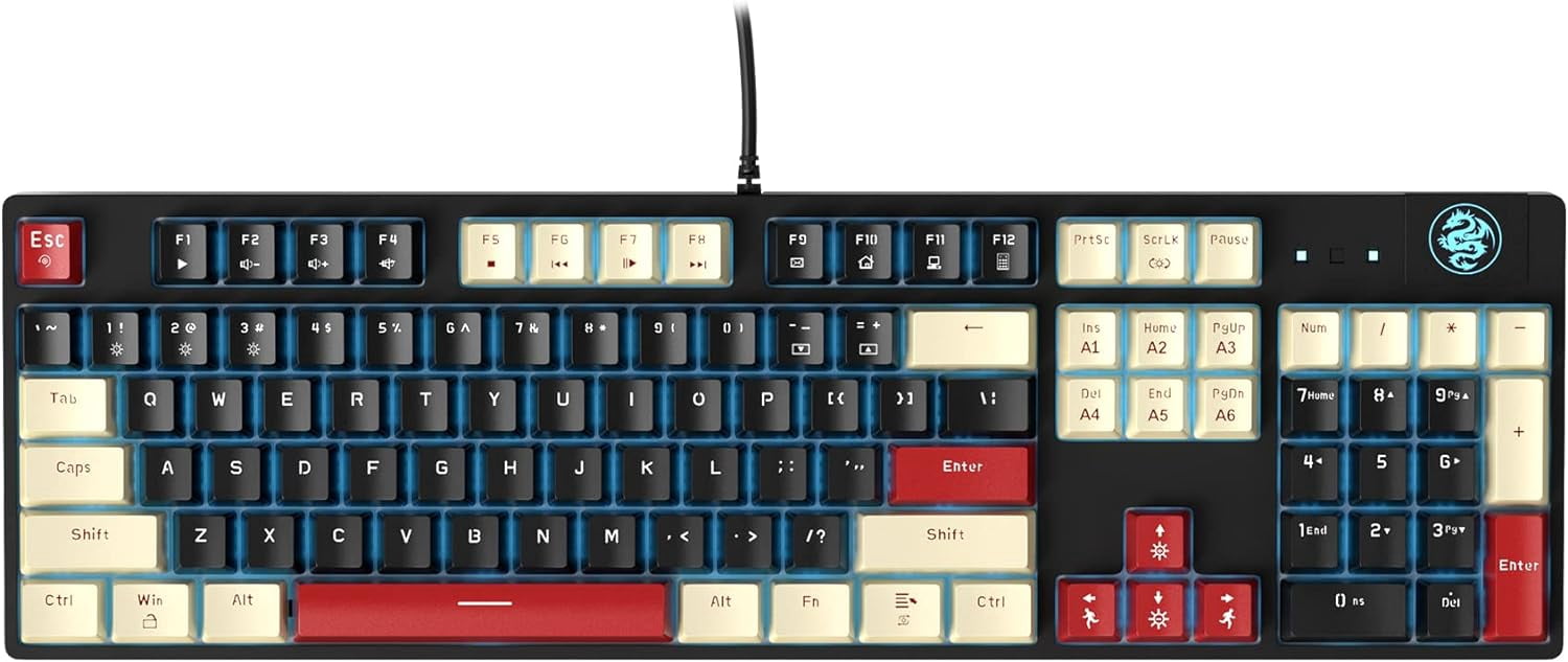 TRAHOO-Mechanical Gaming Keyboard MK-Armor LED Blue Backlit and Wired ...