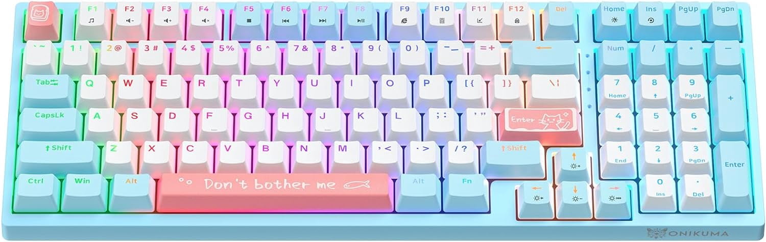 TRAHOO-Mechanical Gaming Keyboard with Rainbow RGB Backlit, 98 Keys ...