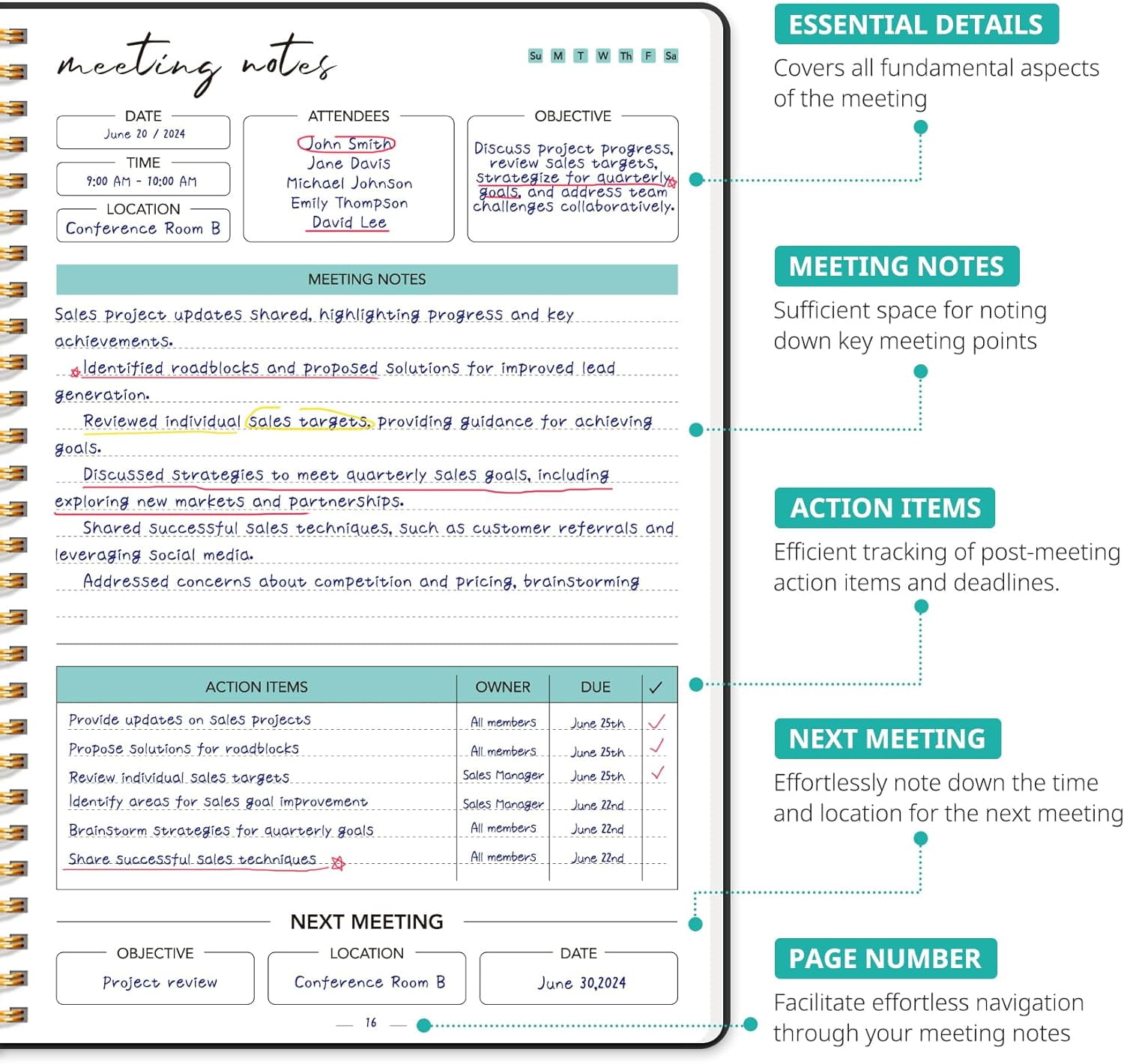 TRAHOO-Meeting Notebook for Work Organization - Work notebook with ...