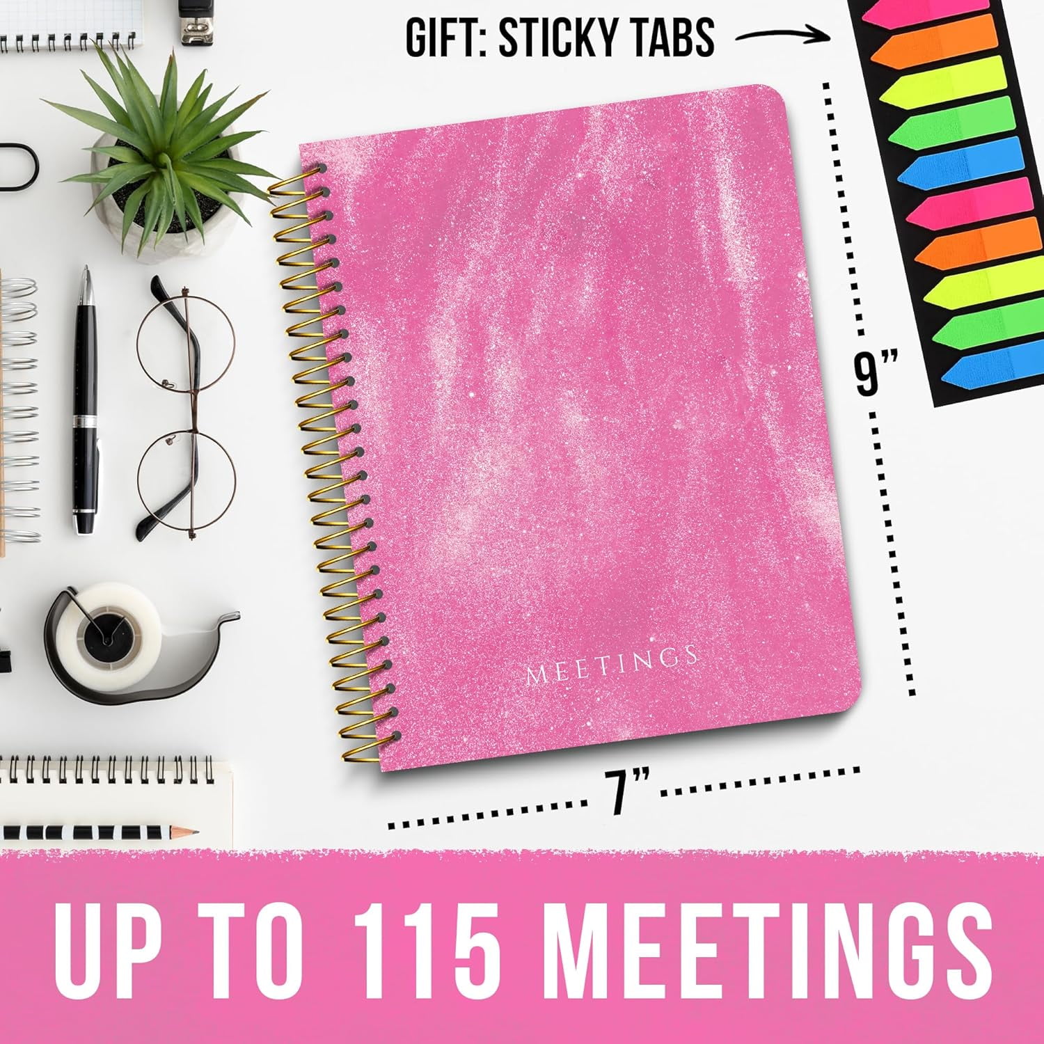 TRAHOO-Meeting Notebook with Removable Dividers, Gold Spiral, Hard ...