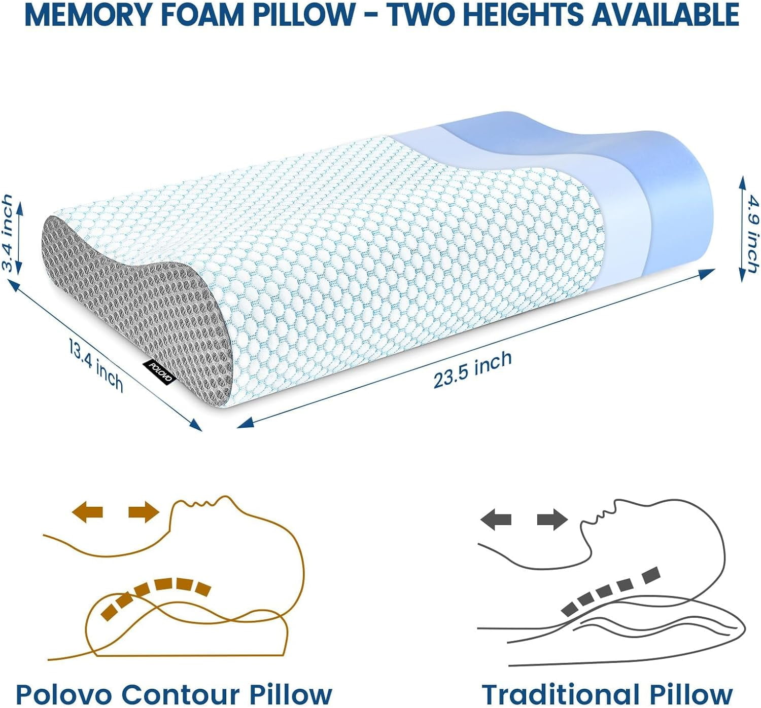 TRAHOO-Memory Foam Pillows Neck Pillow Bed Pillow for Sleeping ...