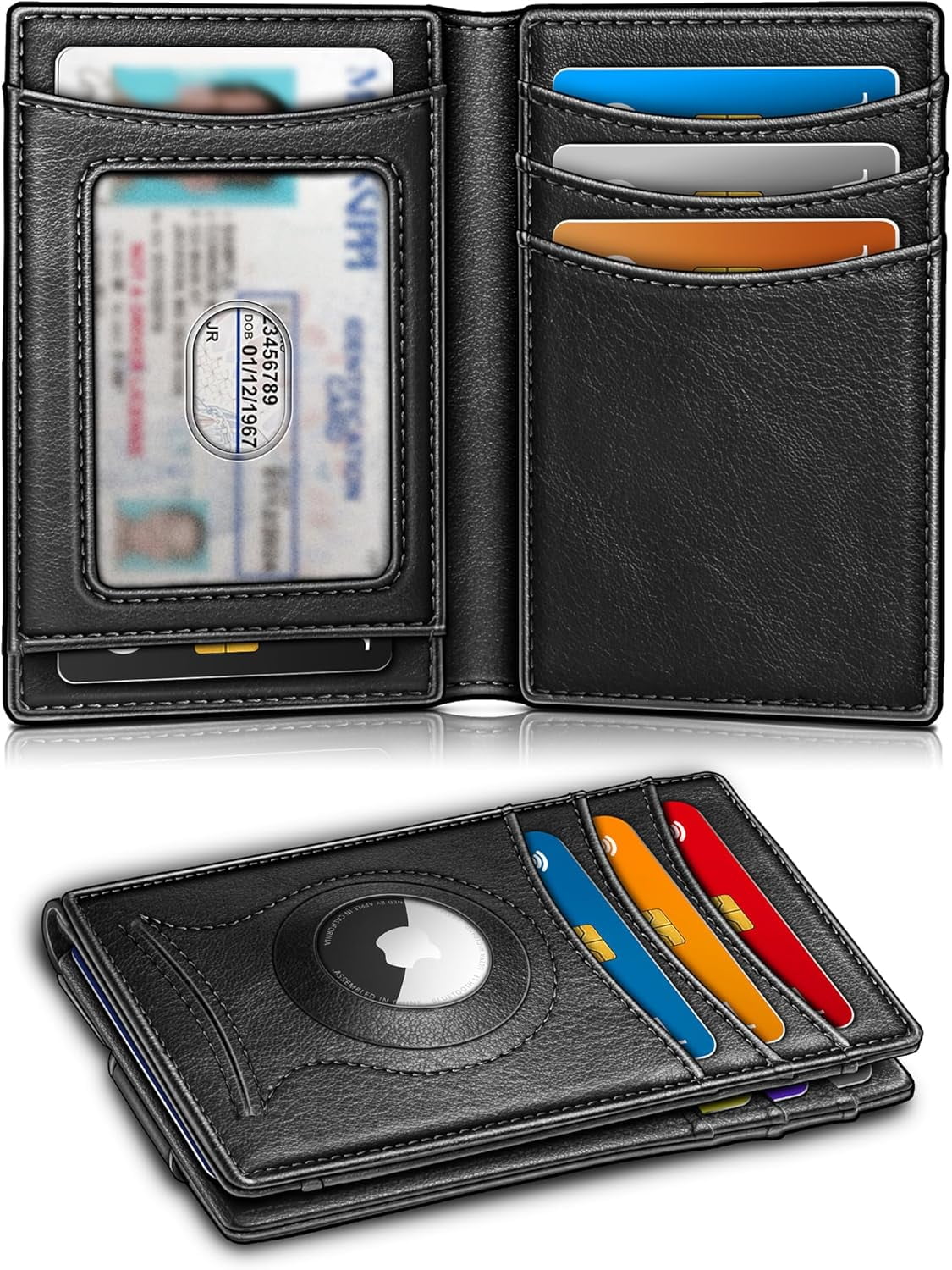 TRAHOO-Men Wallet Airtag&Standard Use, Slim Wallet Money Clip Credit ...