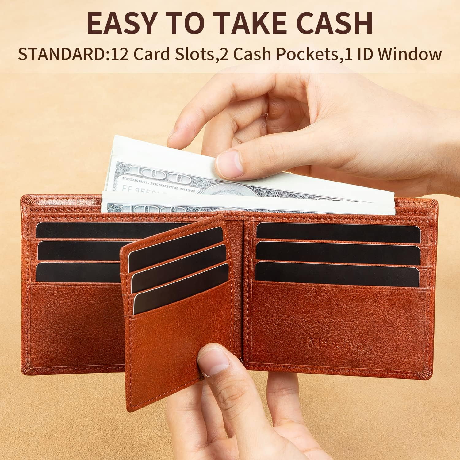 TRAHOO-Men's Real Leather RFID Blocking Bifold Wallet Stylish Anti ...