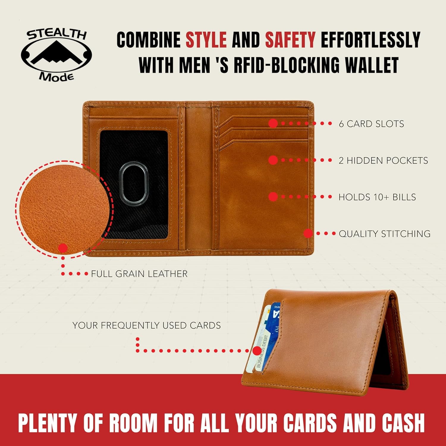 TRAHOO-Men's Slim Front Pocket Wallet - RFID Blocking, Thin Minimalist ...