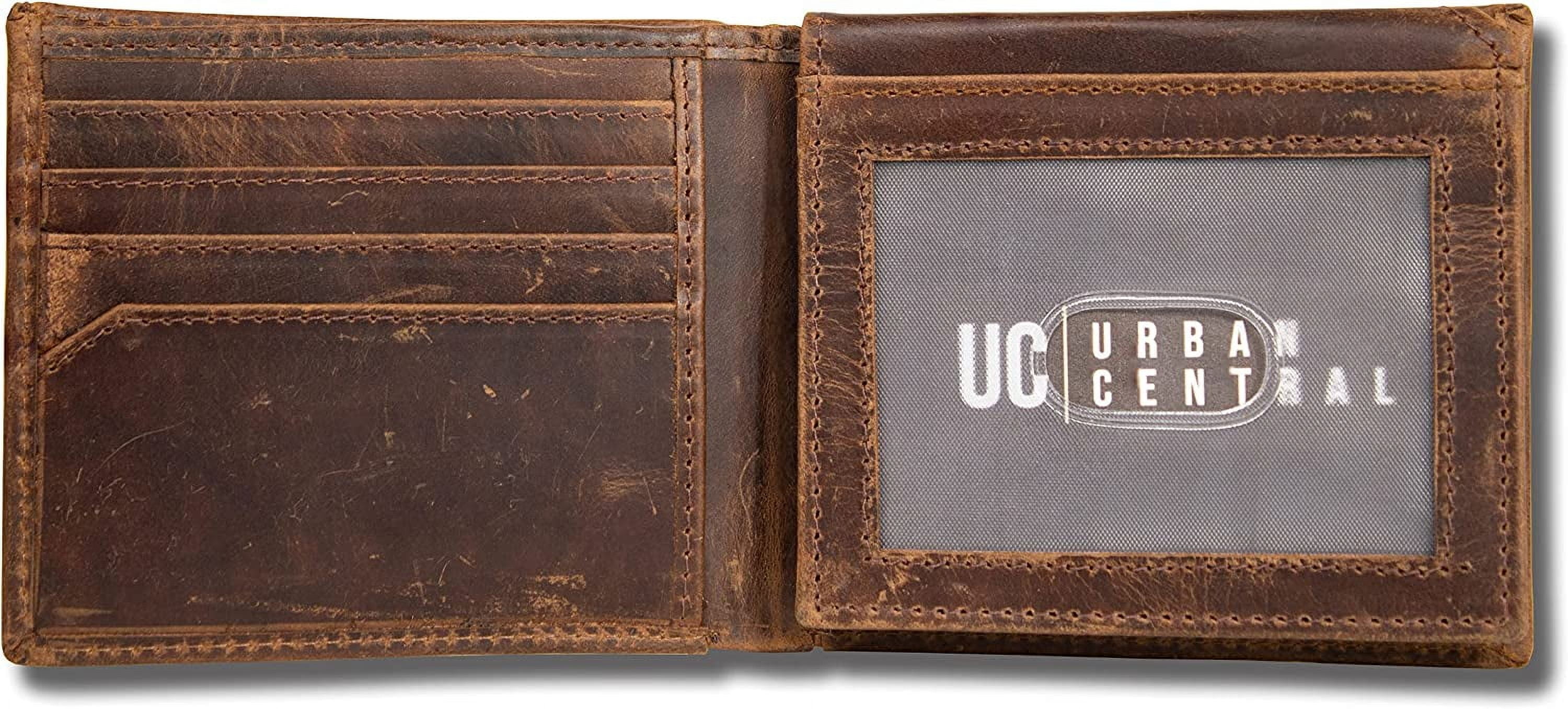 TRAHOO-Mens Bifold Leather Wallet, Distressed Western, RFID Blocking ...