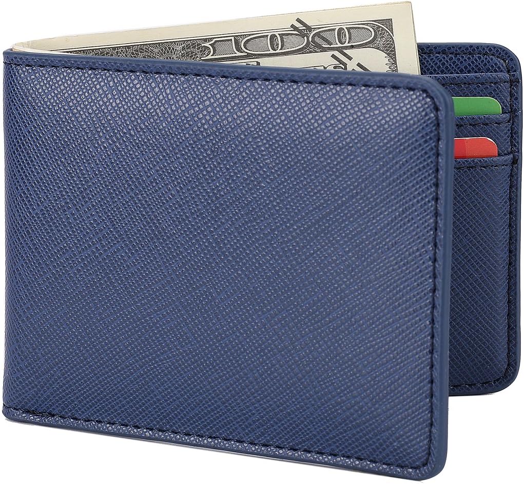 TRAHOO-Mens Slim Front Pocket Wallet ID Window Card Case with RFID ...