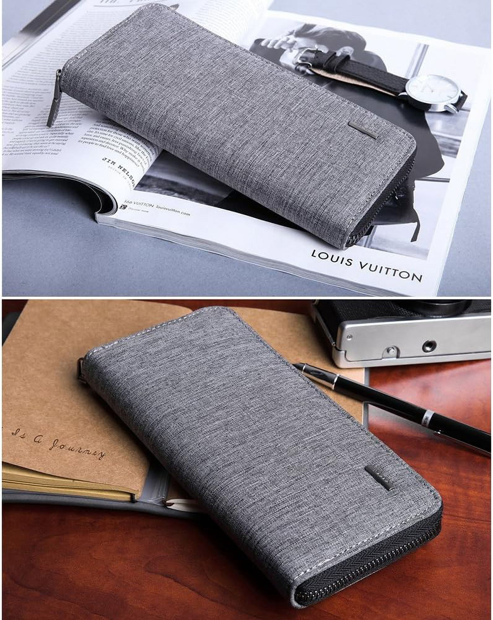 TRAHOO-Mens Wallet Waterproof Canvas Zipper Arrounded Large Capacity ...
