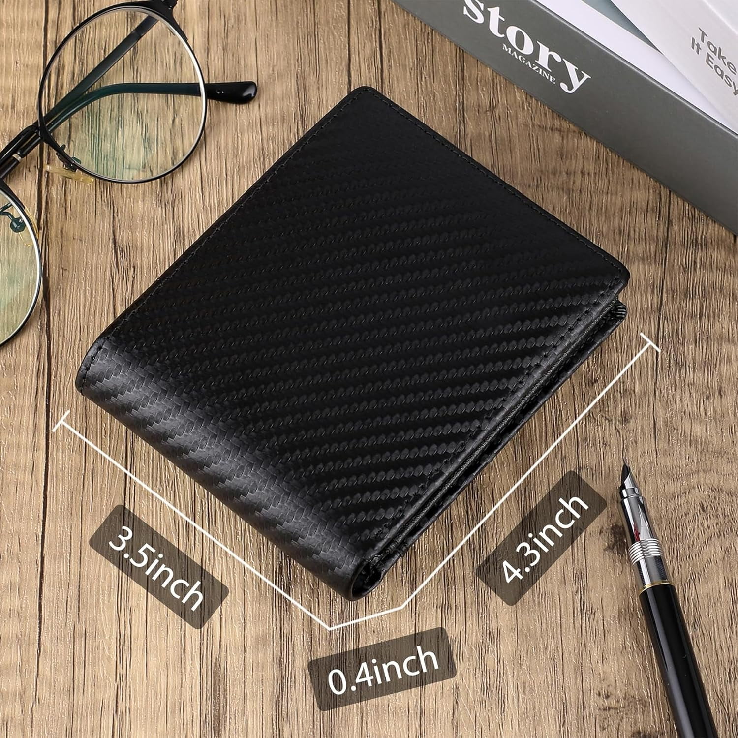 TRAHOO-Mens Wallets Genuine Leather RFID Blocking Bifold Wallet For Men ...