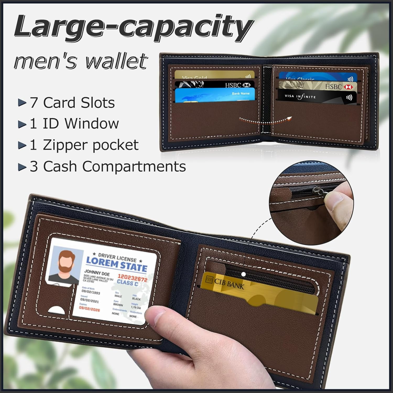 TRAHOO-Mens Wallets, PU Leather Wallets for Men, Bifold Card Wallet ...