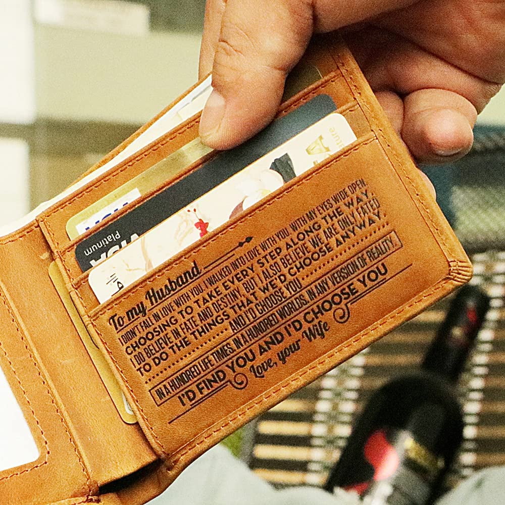 TRAHOO-Mens Wallets to My Husband Bifold Leather Wallets for Men Wife ...