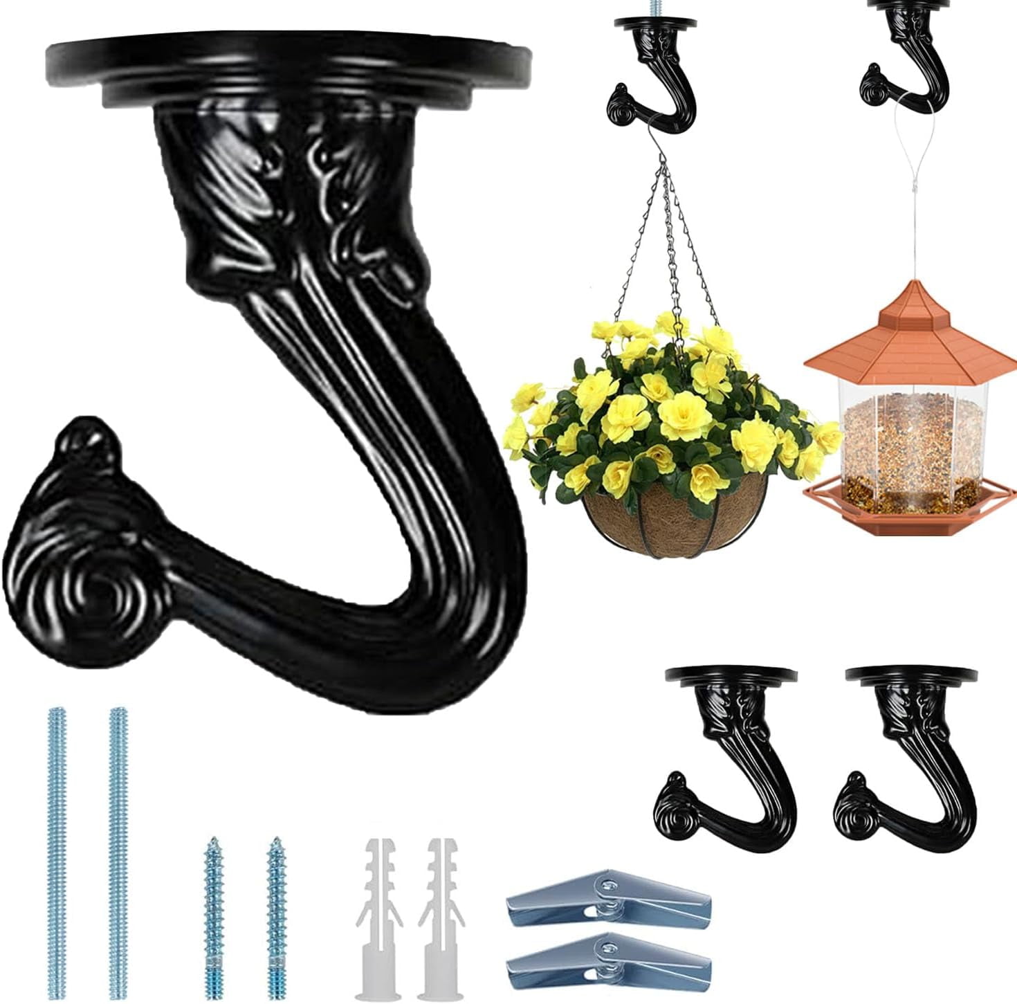 TRAHOO-Metal Ceiling Hooks for Hanging Plants, 2 Pack Hanger for Indoor ...