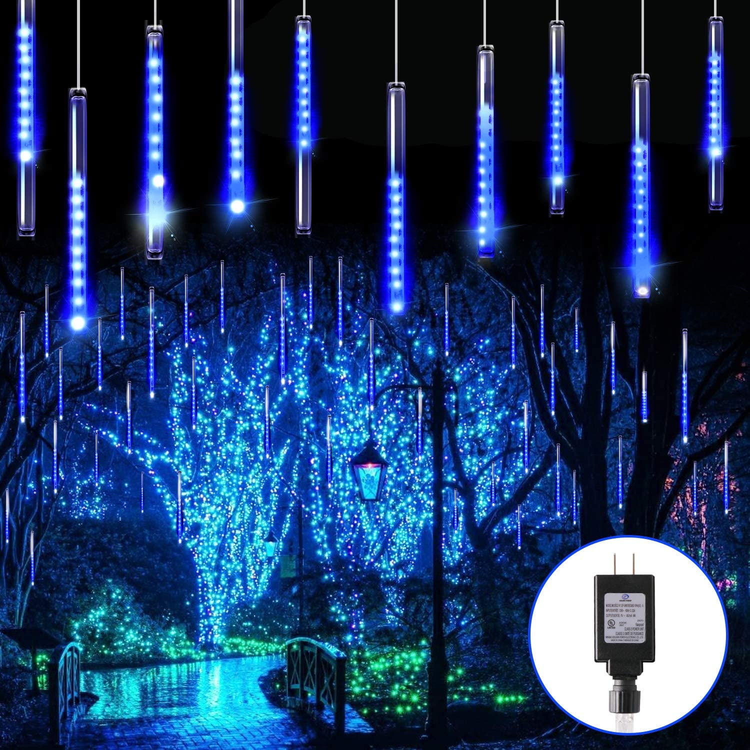 TRAHOO-Meteor Shower Lights 30CM 10 Tubes 240 LED Christmas Lights Plug ...