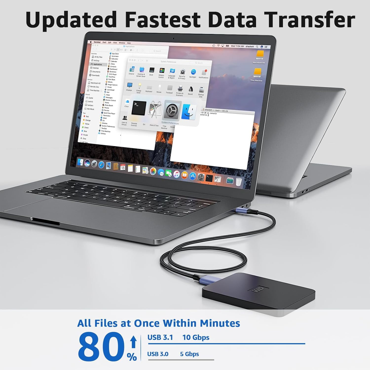 TRAHOO-Micro B to USB C Hard Drive Cables, 3.3FT 10 Gbps USB C to Micro ...