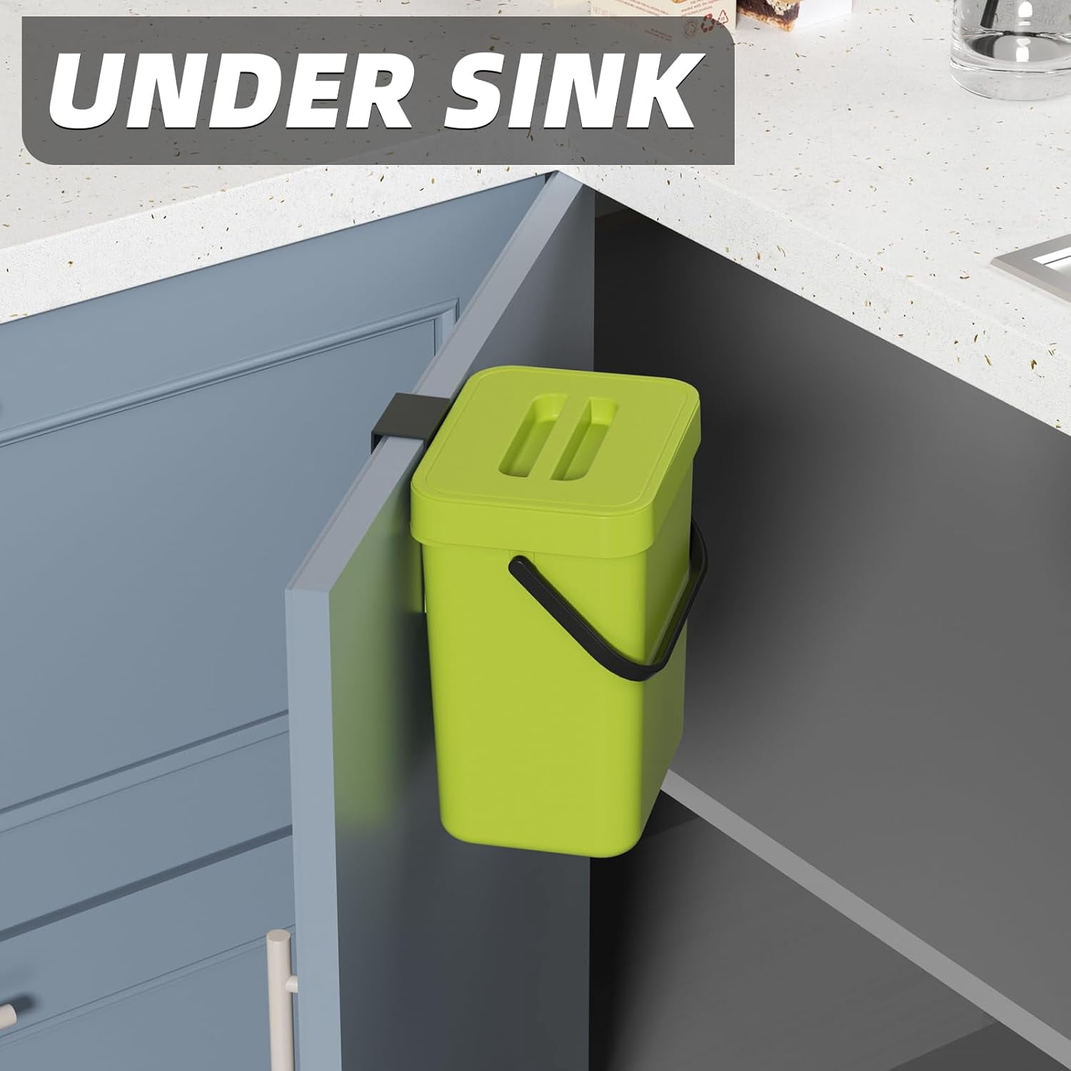 TRAHOO-Mini Desktop Trash Can with Lid, Small Countertop Compost Bin ...