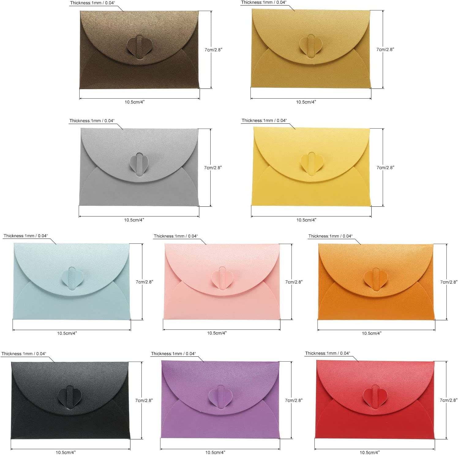 TRAHOO-Mini Envelopes, 50 Pack Heart Clasp Tiny Items Storage Cute ...