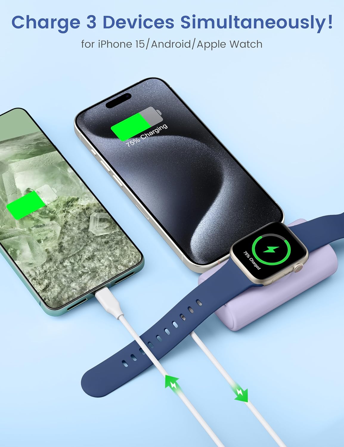 TRAHOO-Mini Portable Charger for iPhone 16, Built-in Foldable USB-C ...