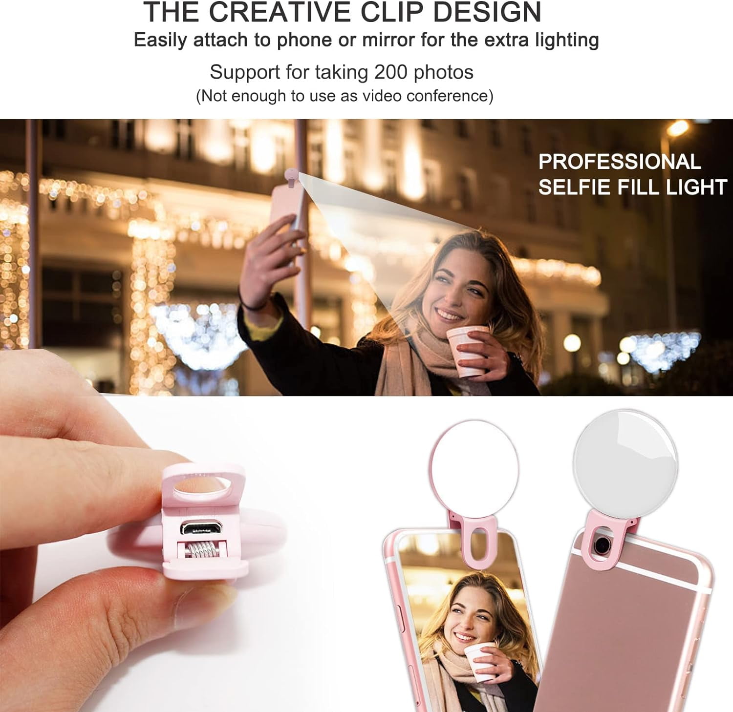 TRAHOO-Mini Ring Light, Upgraded Small Clip On Ring Light, Portable LED ...