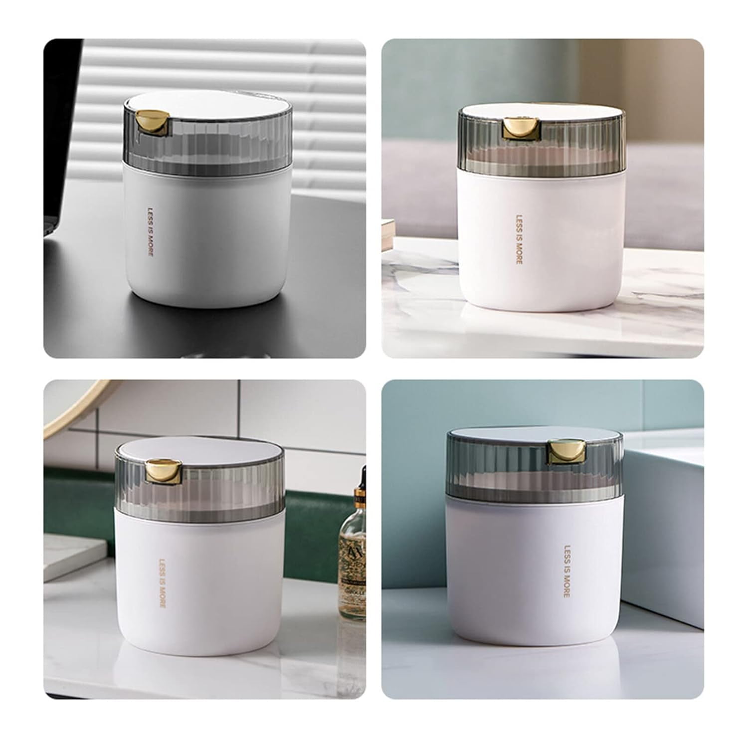 TRAHOO-Mini Trash Can with Lid, Plastic Mini Desktop Trash Bin Table ...