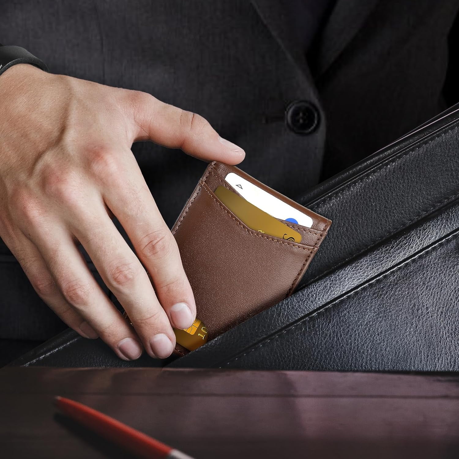 TRAHOO-Minimalist Bifold Wallet for Men, Slim Mens Wallet with Magnetic ...